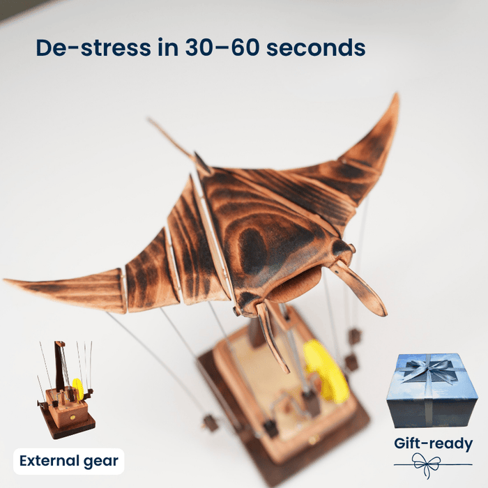 Handcrafted Wooden Manta Ray Automaton – Artisan Kinetic Desk Sculpture ...