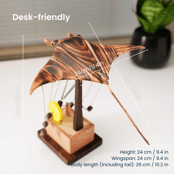 Handcrafted Wooden Manta Ray Automaton – Artisan Kinetic Desk Sculpture ...